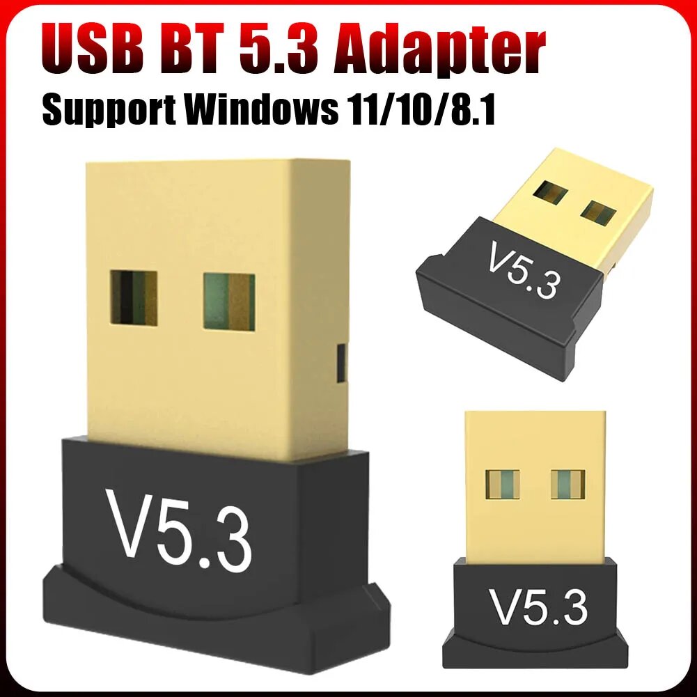 USB Bluetooth-совместимый адаптер 5.3, поддержка Windows 11/10/8.1, музыкальный приемник, адаптер, беспроводной адаптер для настольного ПК, ноутбука