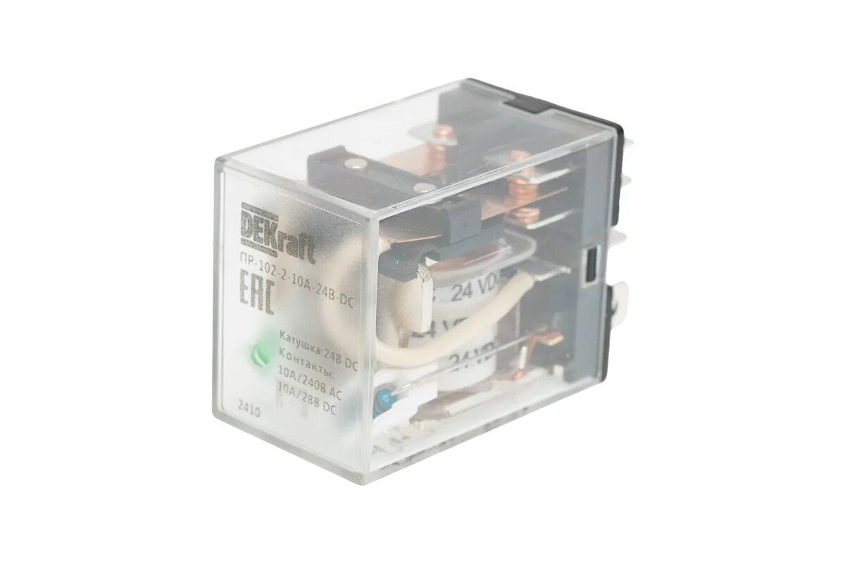 DEKraft Промежуточное реле 2 канала с LED-индикатором, 10А, 24V DC, пр-102 23904