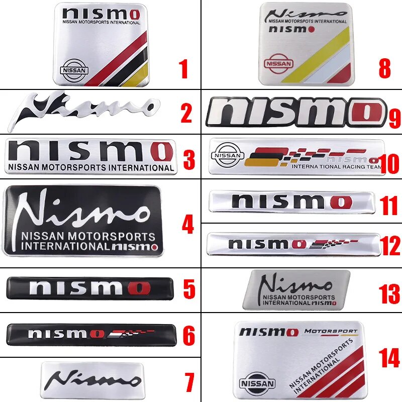 1 шт. 3D-эмблема из нового алюминия для автомобиля: логотип на боковое крыло, эмблема на дверь, задняя эмблема, наклейка на окно автомобиля, аксессуары для стайлинга Nissan Nismo