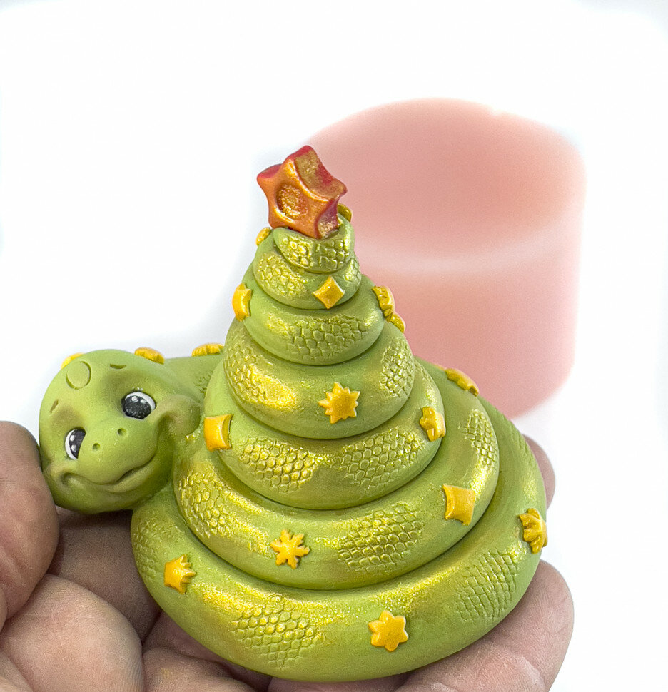 Змейка Ёлочка форма для мыла и свечей силиконовая (олово)