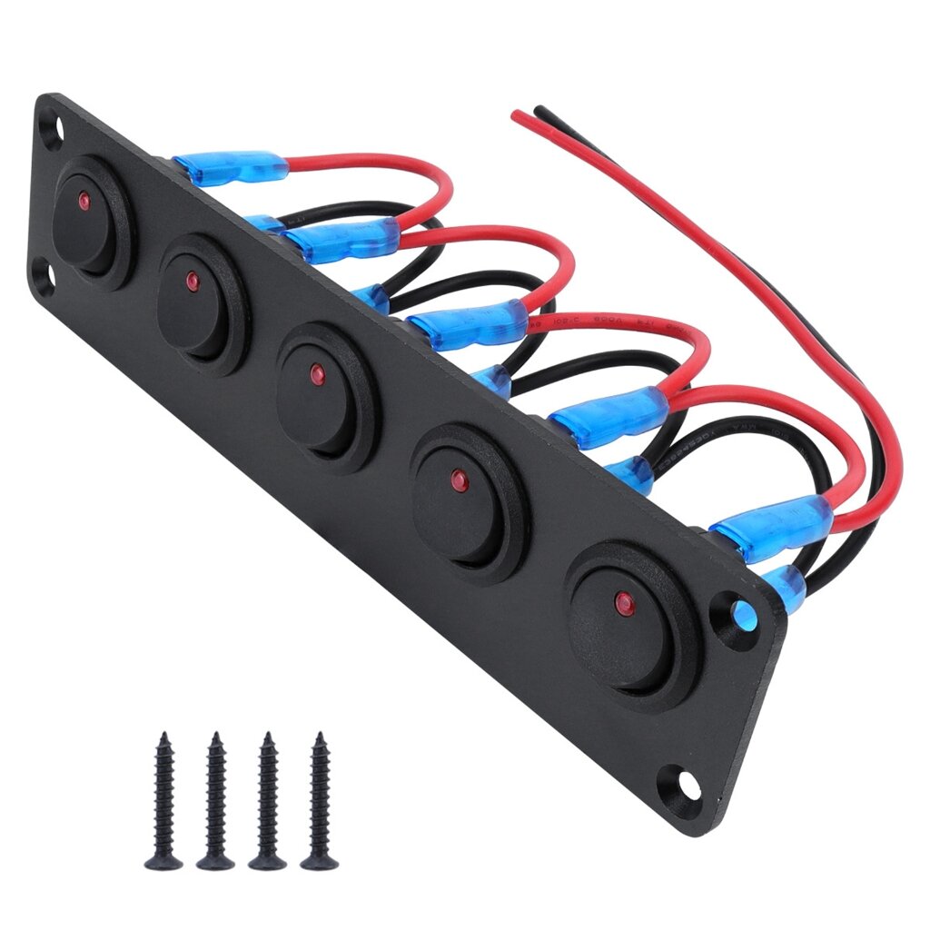 Автомобильная панель тумблера с красным светодиодом, 20A 12V, подходящая для управления приборными панелями лодок, простая установка, водонепроницаемость