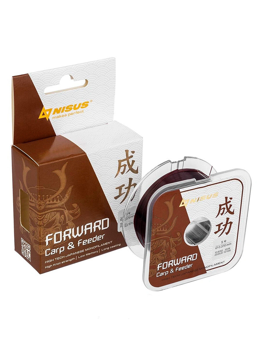 Монофильная леска Nisus FORWARD Carp & Feeder brown Nylon 0,370mm/100m (N-FСF-0370-100)