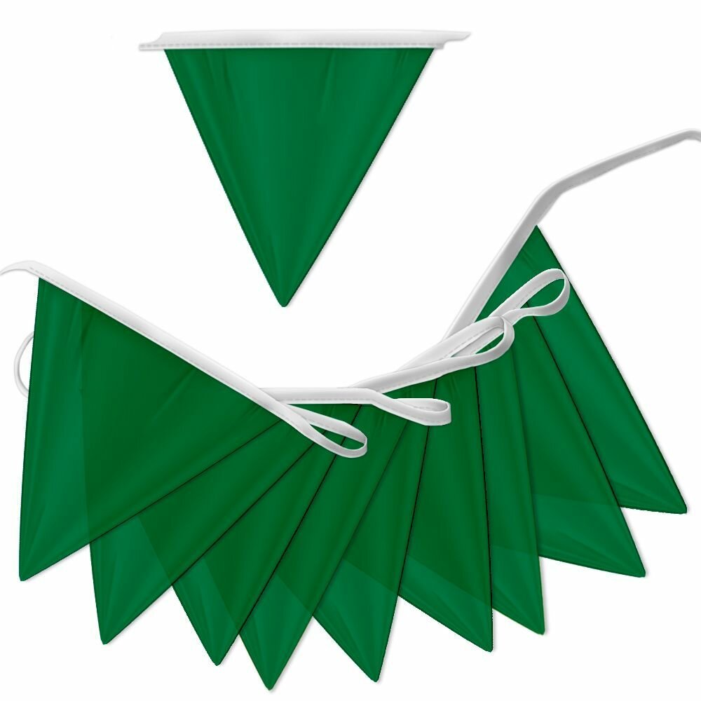 Флажная лента из зеленых флажков треугольников / флажковая лента / 10 м.