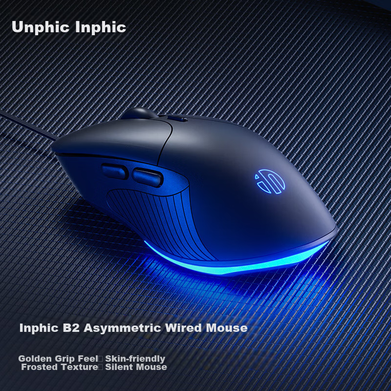 INPHIC B2 Medium-Sized Wired Mouse for Gaming, Office, Quiet, Right-Handed, Ergonomic, E-Sports, Compatible with Desktop And Laptop Computers, Classic Black