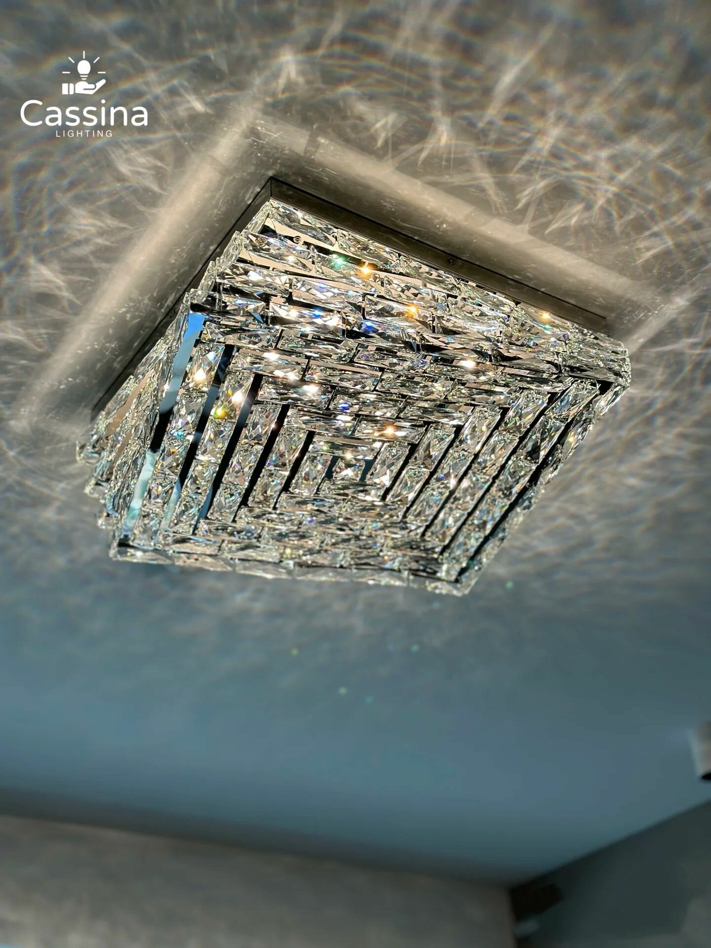 Люстра хрустальная потолочная, Гостиная Спальня Потолочный Cassina SD01-3 /K9 кристалл Итальянская атмосфера легкой роскоши/С дистанционным управлением, плавная регулировка яркости 48 Вт.