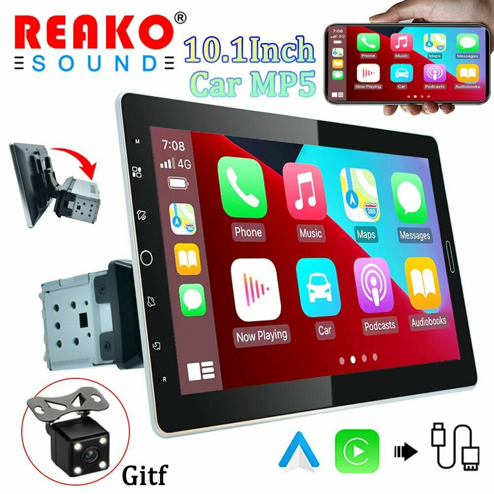 10.1-дюймовый 1 Din автомобильный стерео радио сенсорный экран Carplay универсальный автомобильный мультимедийный плеер с Bluetooth FMрадиоприемник/