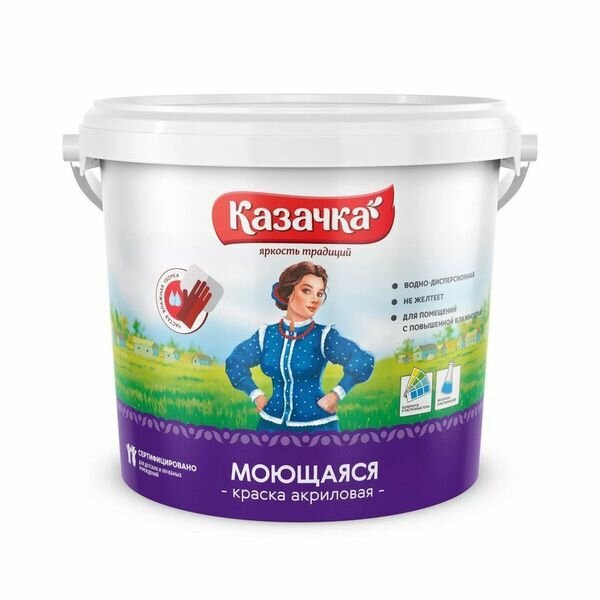 Краска моющаяся акриловая водно-дисперсионная 1.4 кг