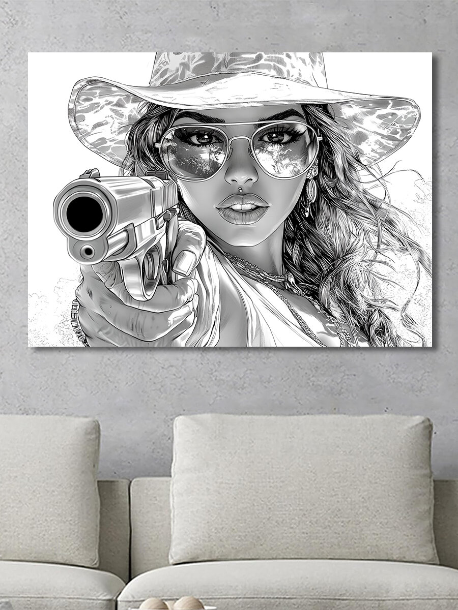 Картина на холсте - "Девушка, поп арт", 40х60 см.