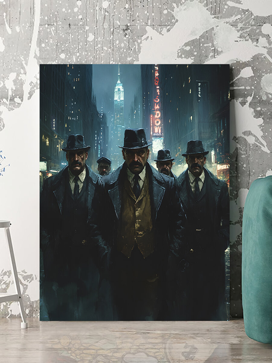 Картина на холсте - "Гангстеры, мафия", 40х60 см.