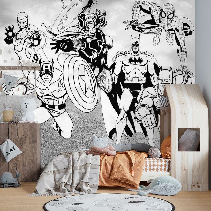 Фотообои Команда Марвел 12-388-M-Холст 270 x 300 см (ВхШ) Бесшовные, флизелиновые, влагостойкие обои MasterFresok