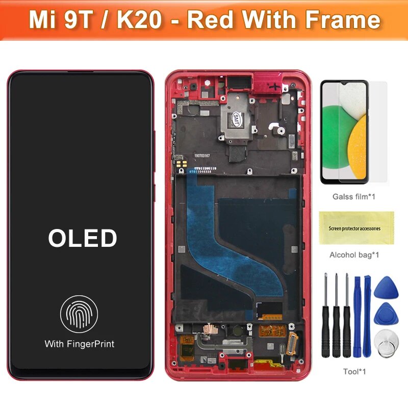 6,39 "Super Amoled Mi 9T ЖК-дисплей для Xiaomi Mi 9T Pro ЖК-дисплей с цифровым преобразователем сенсорного экрана в сборе для Redmi K20 Pro Redmi K20 Экран OLED RedFrame