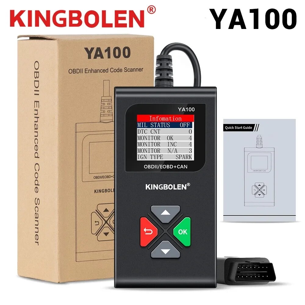 Автомобильный диагностический сканер KINGBOLEN YA100 OBD2, считыватель кодов, проверка срока службы двигателя бесплатно, PK ELM327 LAUNCH CR3001 KW310