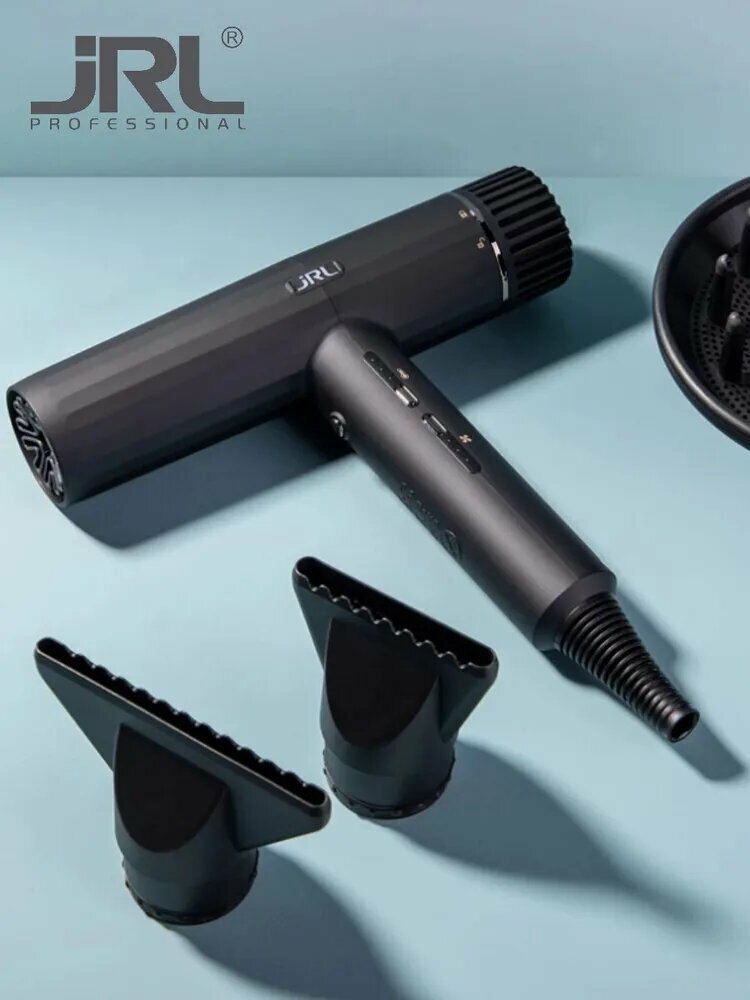 KNOW EASY-jRL Professional Фен для волос jrlnew 2150 Вт, скоростей 3, кол-во насадок 3, черный, темно-серый