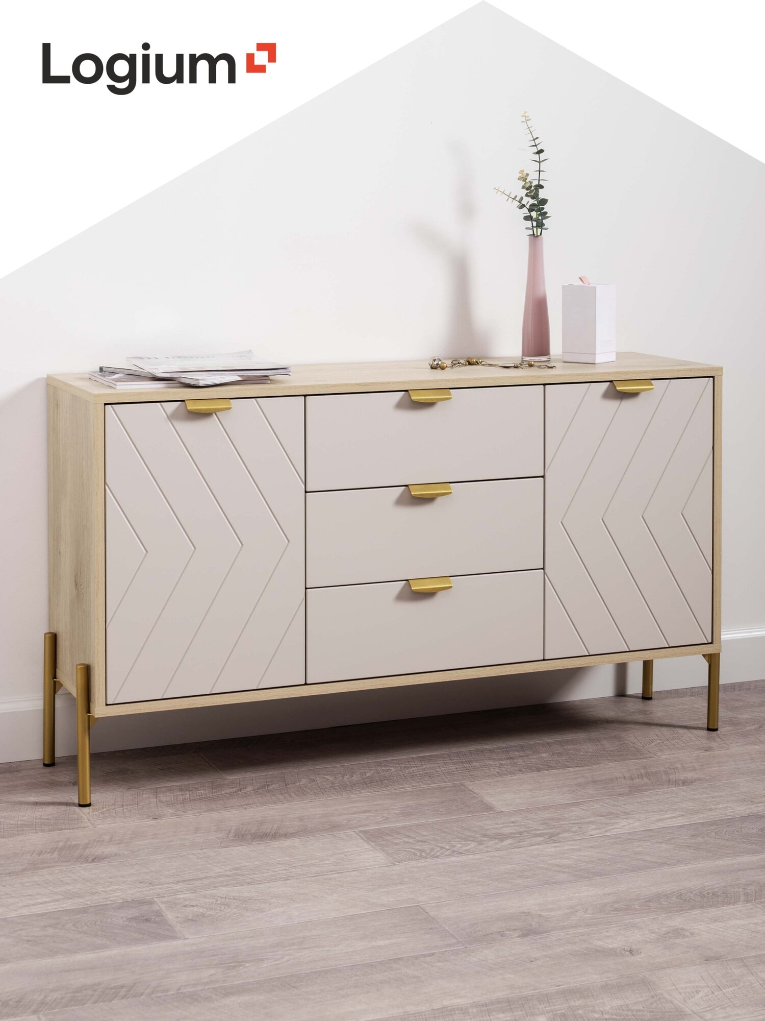 Комод для одежды большой, 119х34х67 см, Венеция 16.229.01, Дуб белый exclusive, Моно керамика