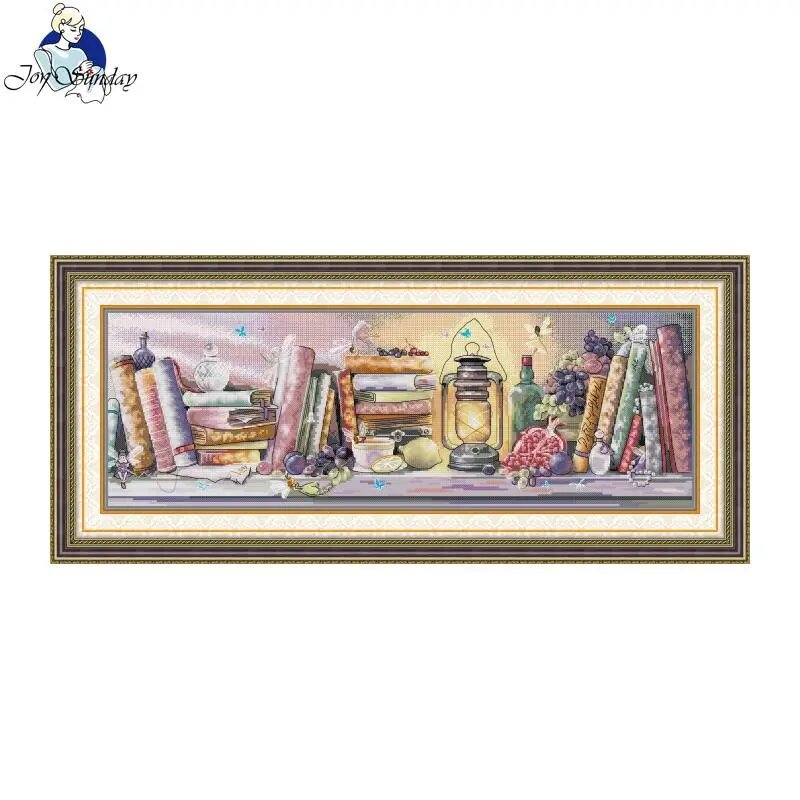 Набор для вышивания крестом Joy Sunday «Масляная лампа на книжной полке»