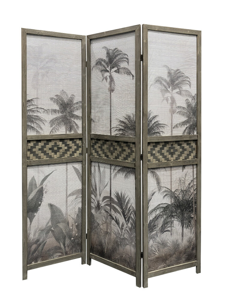 Ширма декоративная 3 секции из бамбука 'Джунгли"
