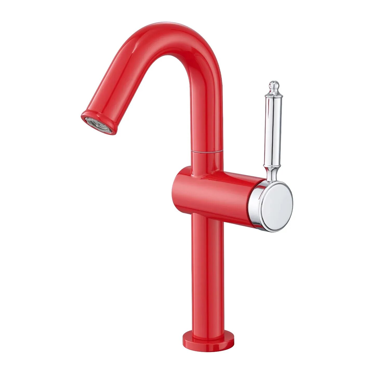 Смеситель для раковины Tuqiu однорычажный керамический белый красный red chrome