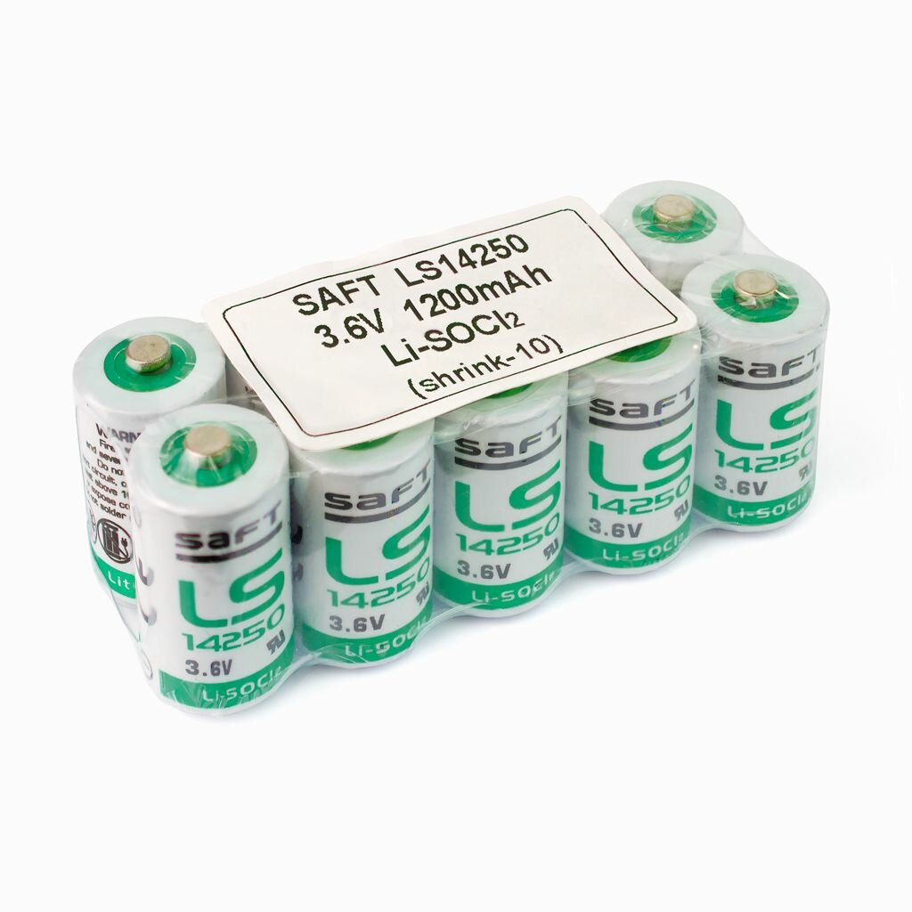 Батарейка литиевая SAFT LS14250, 1/2AA, 3.6В, LiSOCI2 (литий-тионилхлорид), 10шт