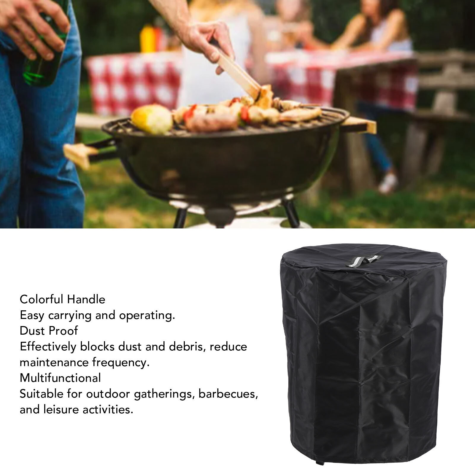 Крышка для костра с круглым вентиляционным отверстием, цветная ручка, водонепроницаемая, пыленепроницаемая, полное покрытие, чехол для стола для костра на открытом воздухе, 61 X 68,6 см / 24 X 27 дюймов (Д X В)