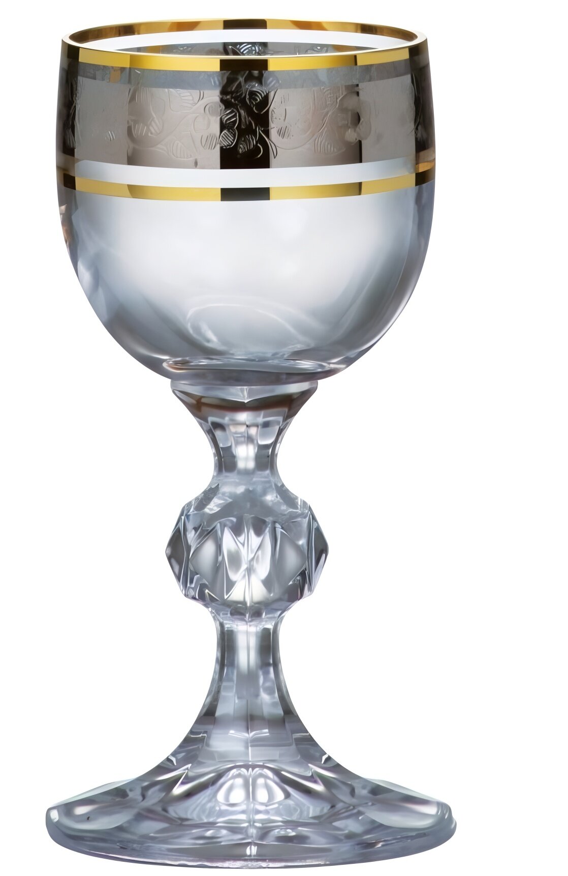 Набор рюмок из чешского стекла "Клаудия. Цветочный узор на платине", 6 шт.