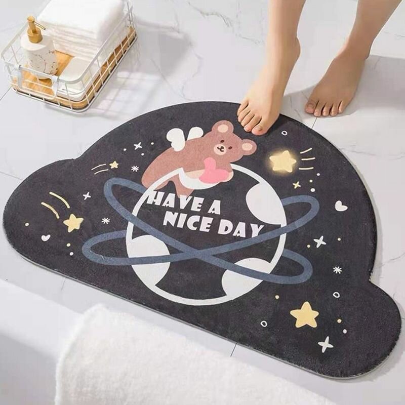 Мягкий и уютный полукруглый коврик для ванной (40x60 см) с мультяшным дизайном