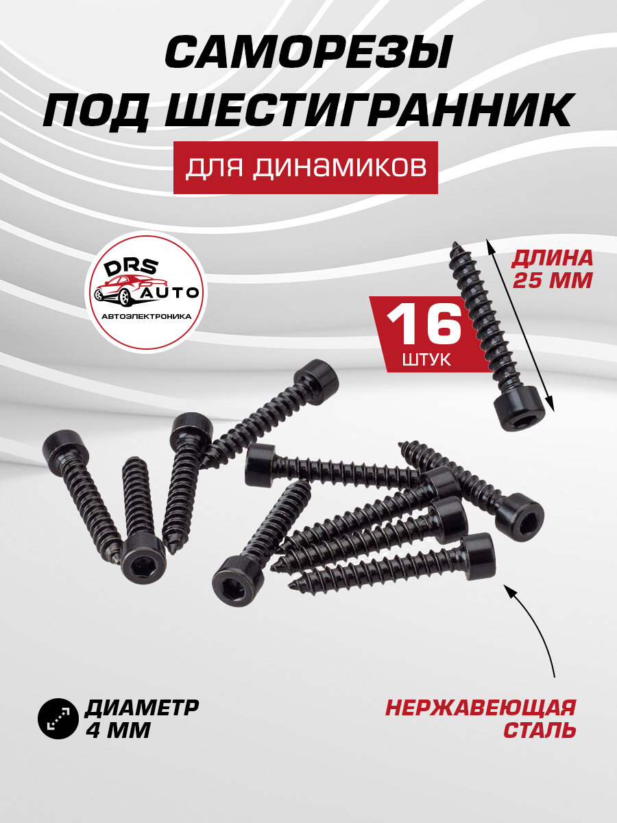Саморезы шестигранник 16 шт / 4х25 / AurA WGS-425B / чёрный