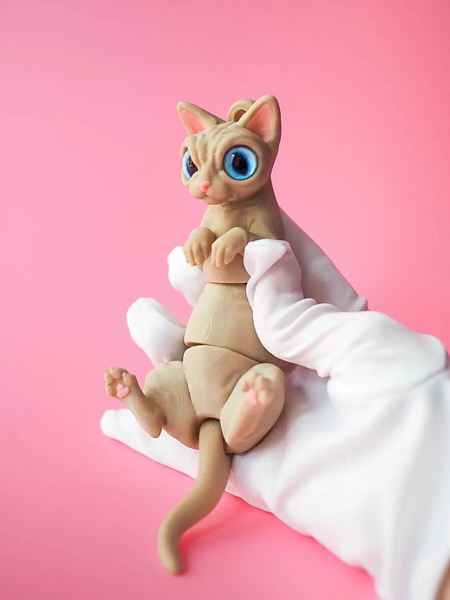 Интерактивная игрушка "Кот-сфинкс", подвижный брелок, антистресс, 17см