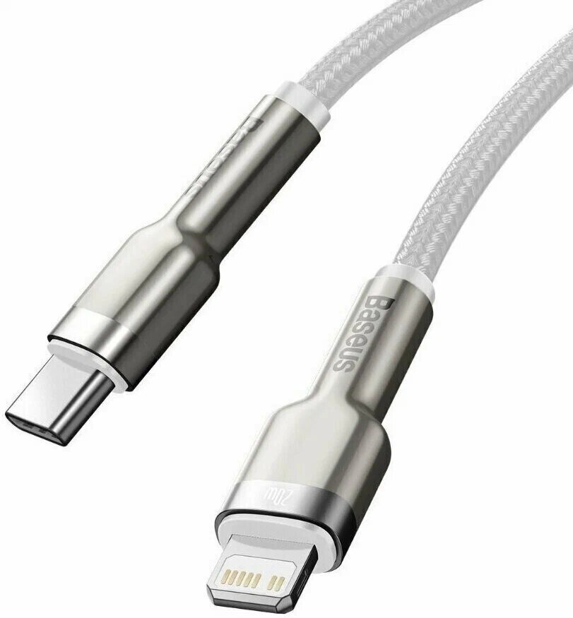 Кабель Baseus Cafule Series Metal Data Cable Type-C to iP PD20W Fast Charge, 1м белый