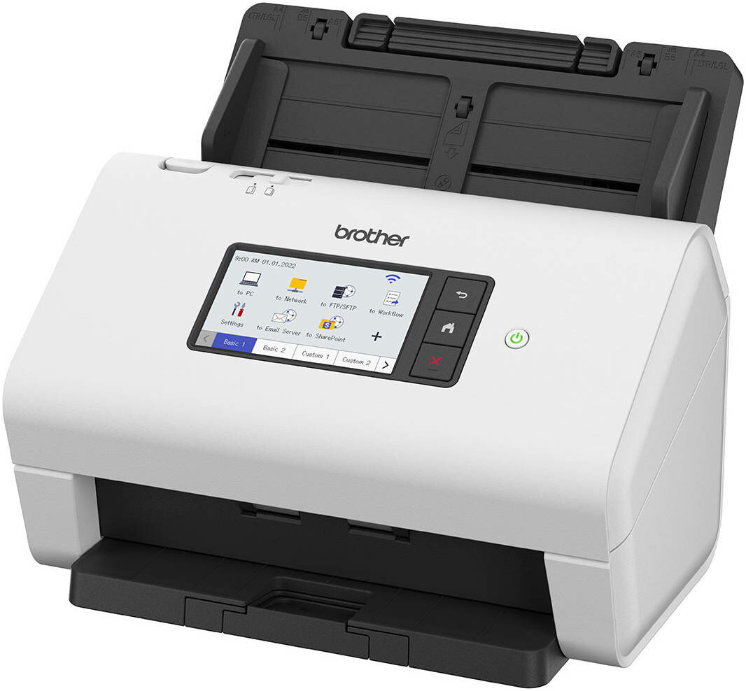 Brother ADS-4900W — сетевой документ-сканер A4, скорость 60 стр/мин, дуплекс, Wi-Fi, сенсорный дисплей