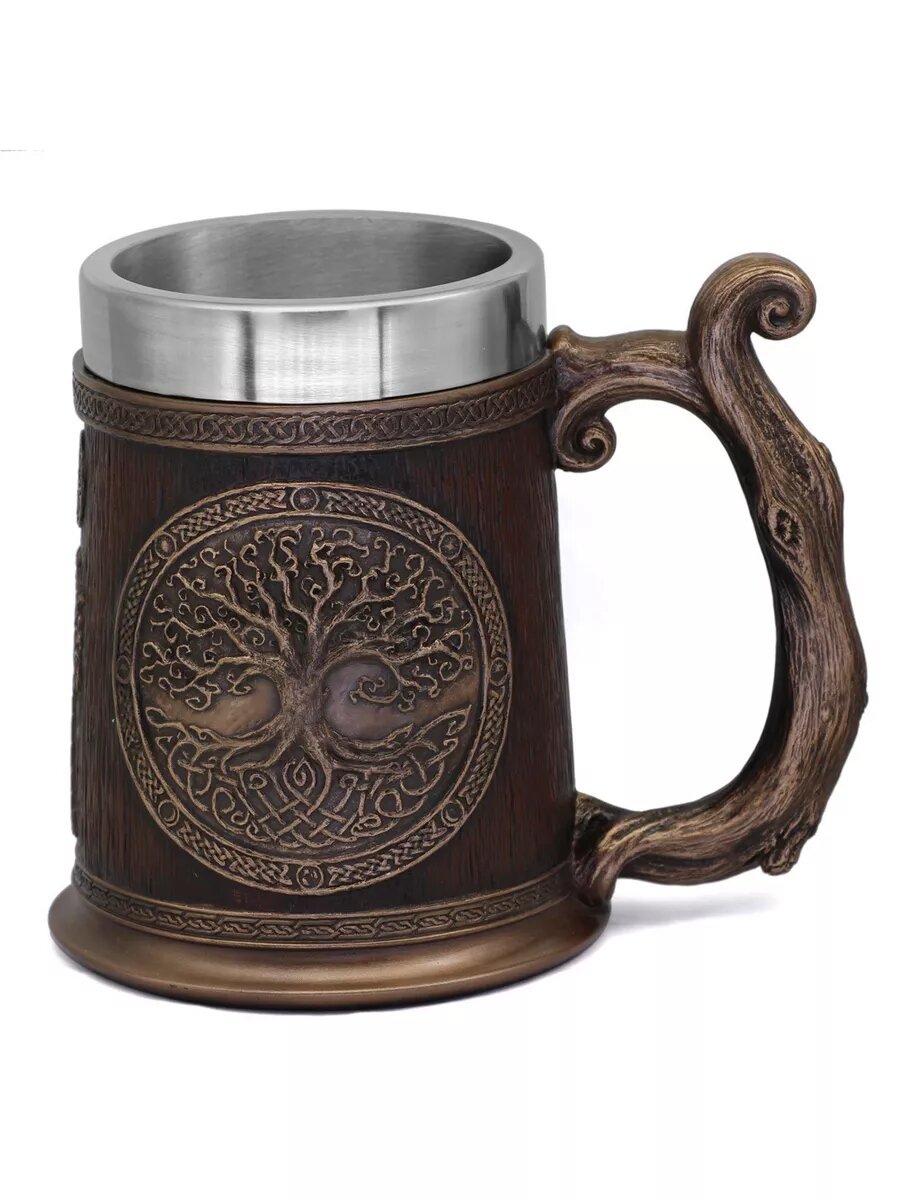 Дерево викингов кружка пивная из стали