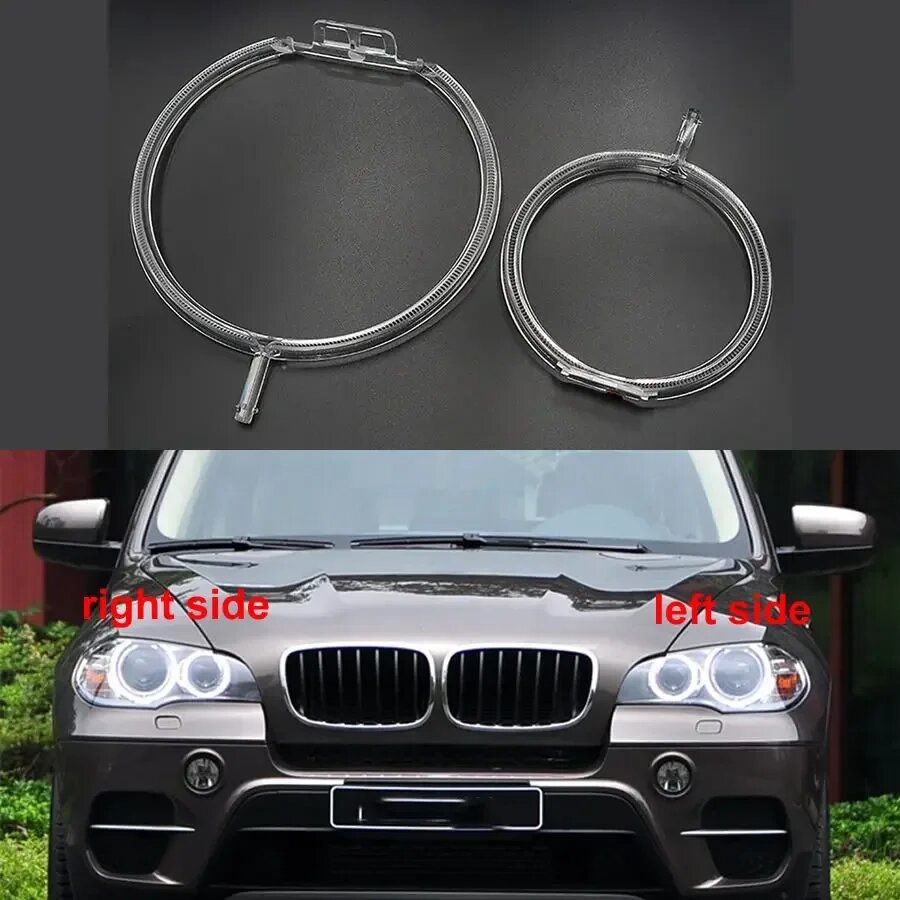Для BMW X5 E70 2010 2011 2012 2013 Автомобильные аксессуары Дневные ходовые огни Трубка Фара Ангельские глазки Лампа Круглое кольцо Направляющая пластина 1PCS right small