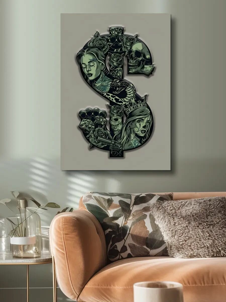 Картина на стену "Доллар" 30х40см 1шт.
