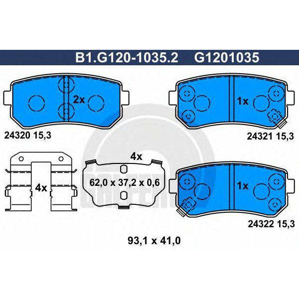 Колодки тормозные к-т дисковый тормоз для автомобиля, GALFER B1. G120-1035.2 (1 шт.)