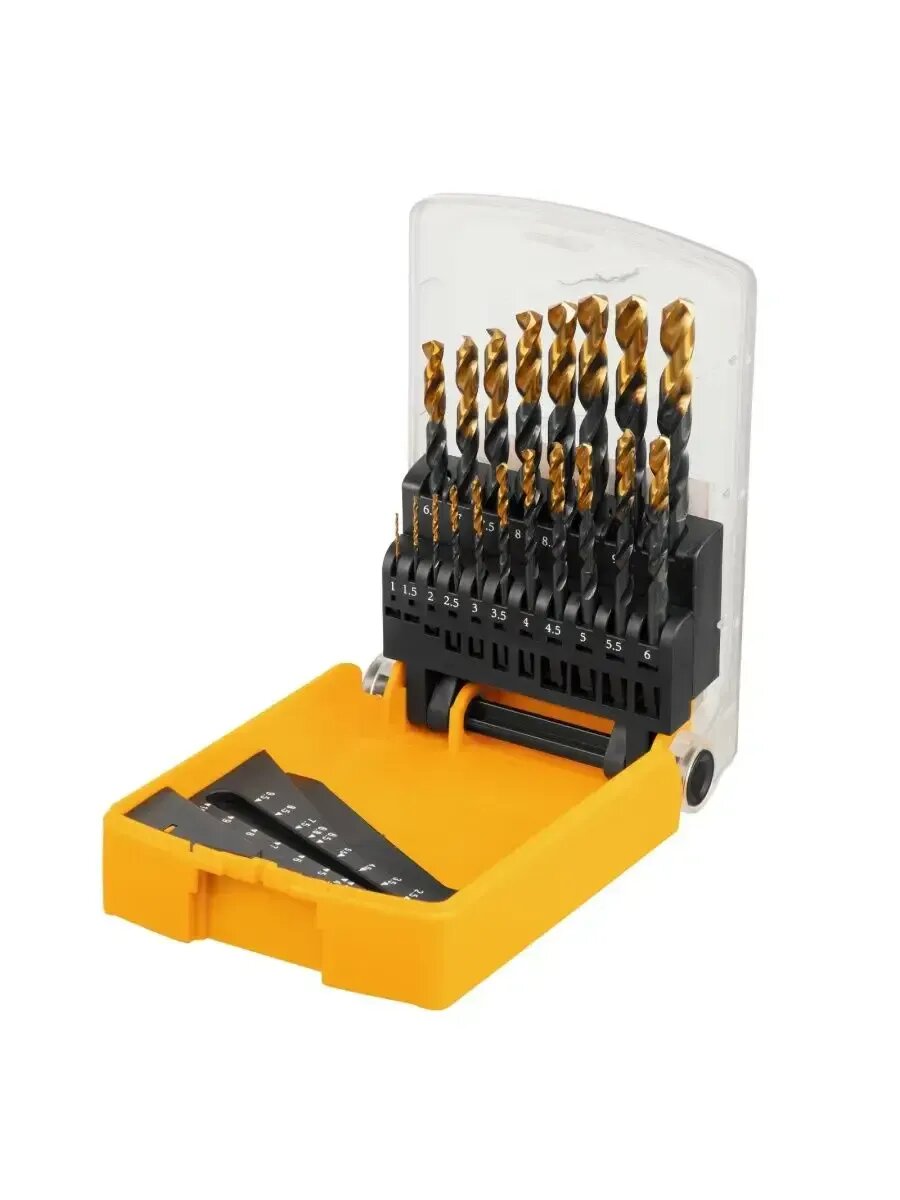 Набор сверл по металлу 1–10 мм HSS-TiN 19 шт