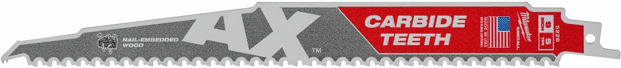 Пильное полотно для сабельной пилы MILWAUKEE Sawzall Wood The AX Carbide 230 мм 5 зубьев на дюйм