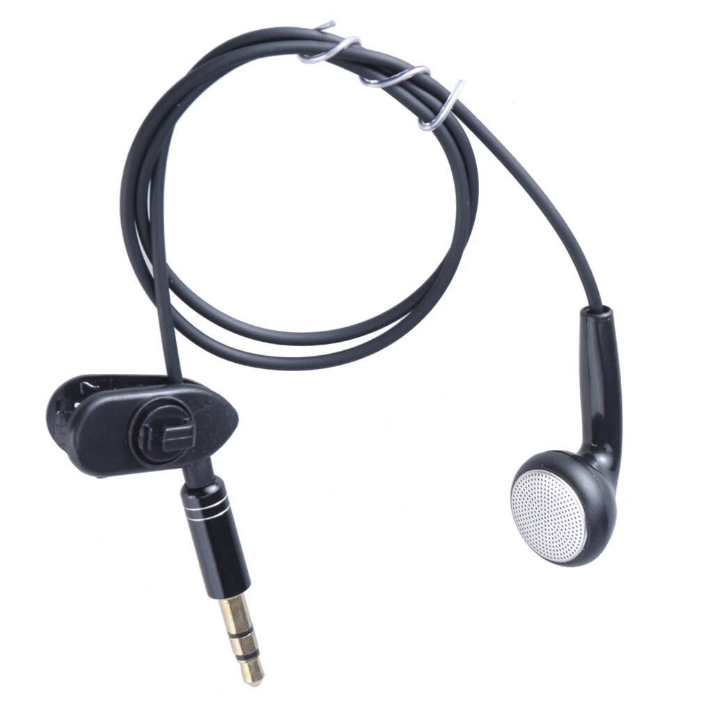 Односторонние наушники-вкладыши с проводом 3,5 мм-черные-45 см