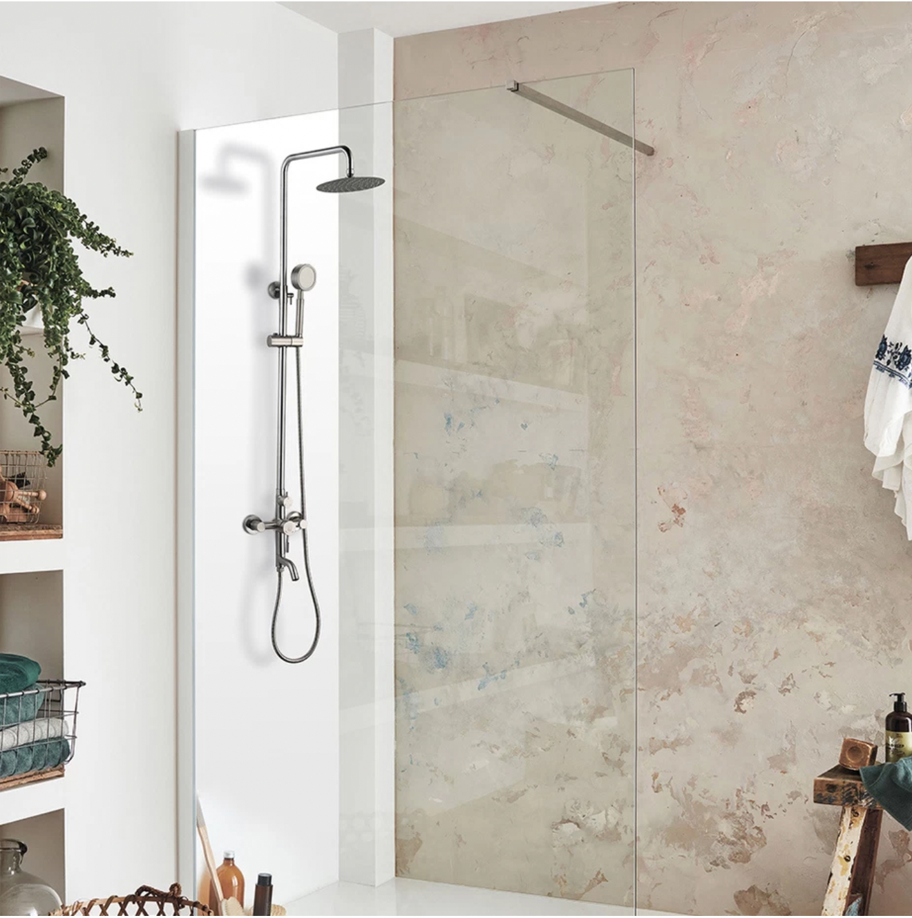 Душевая система ARGOtech Steel с верхним душем d200 мм с лейкой d80 мм со смесителем сталь (35-05/C STEEL)