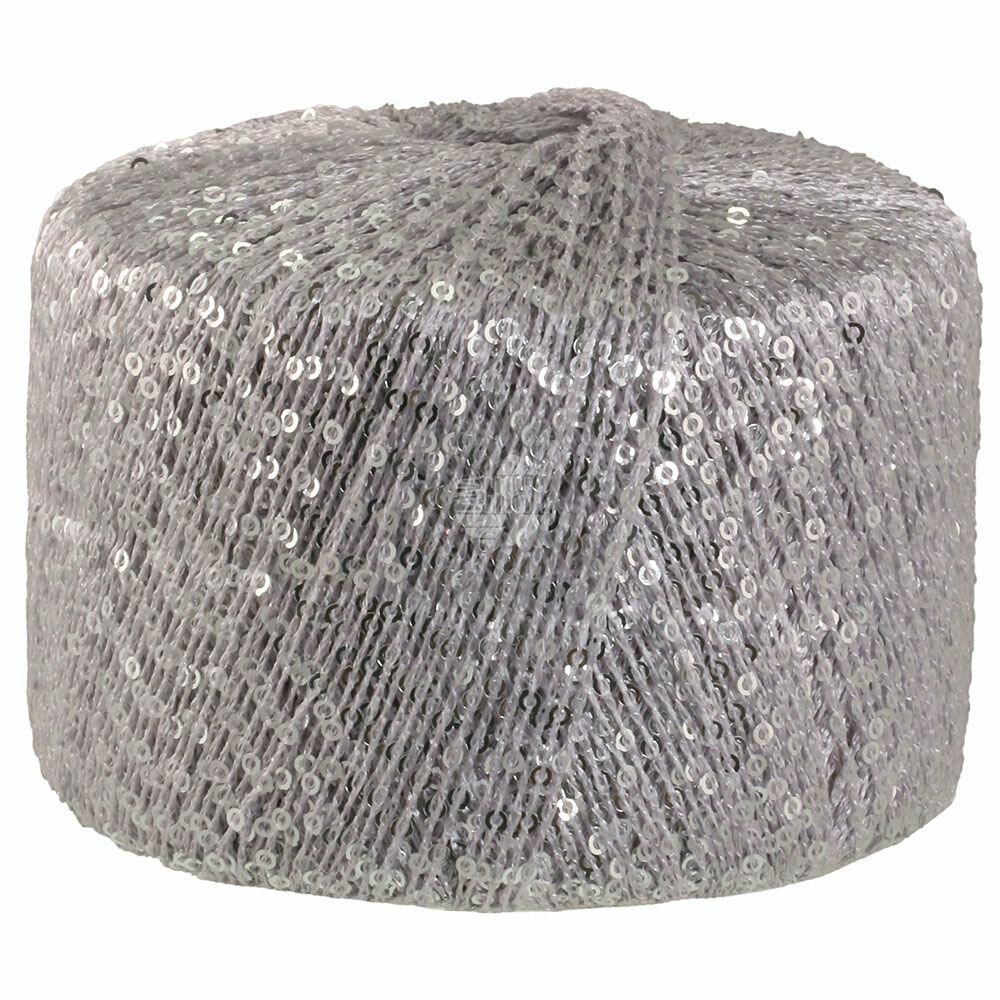 Пряжа для вязания с пайетками Lana Grossa Glamour (01 Silbergrau) 1 моток 25 г/115 м