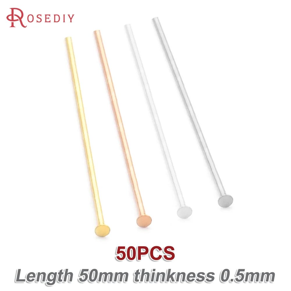 16 мм, 18 мм, 20 мм, 25 мм, 30 мм, 40 мм, 45 мм, 50 мм, 18-каратное золото, латунные плоские булавки, шпильки для глаз, соединительные бусины, булавки, ювелирные аксессуары, фурнитура