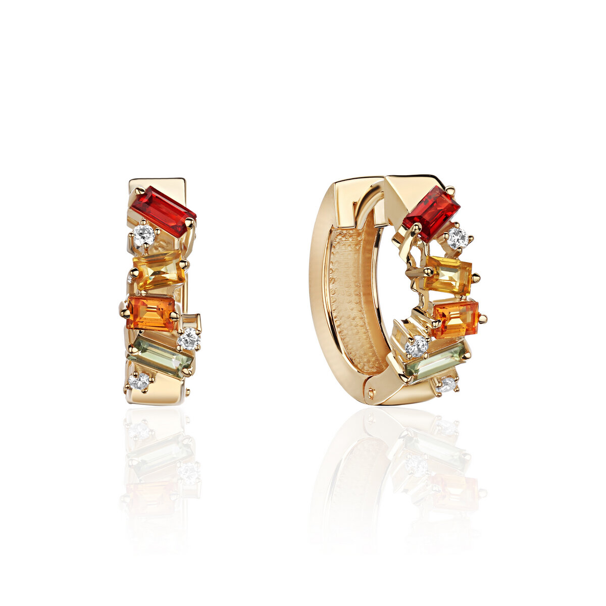 Моносерьга, желтое золото, 585 проба, сапфир, бриллиант