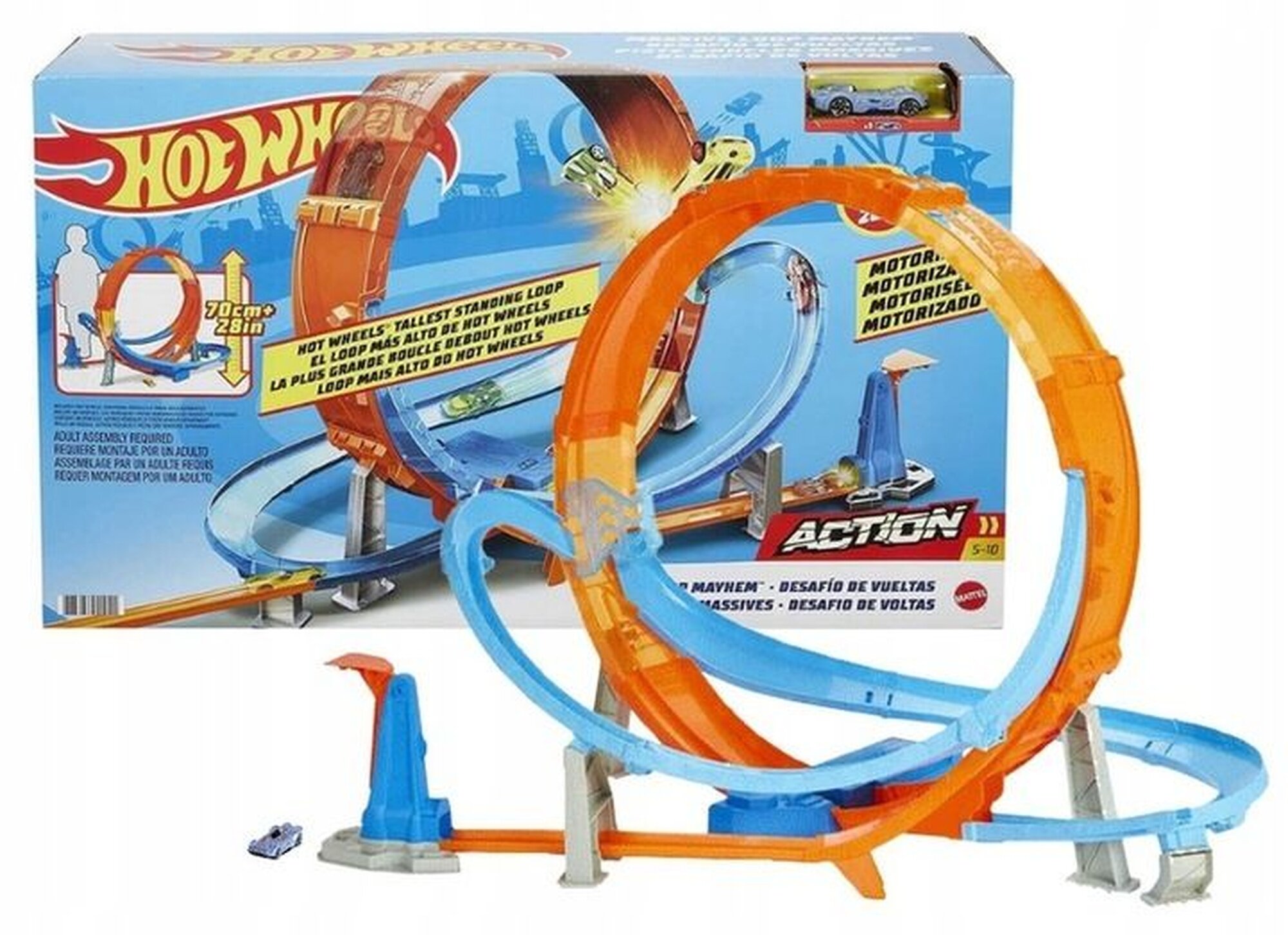 Игровой набор Hot Wheels "Giant Loop", трек с петлей 70 см, пусковая установка, 1 машинка