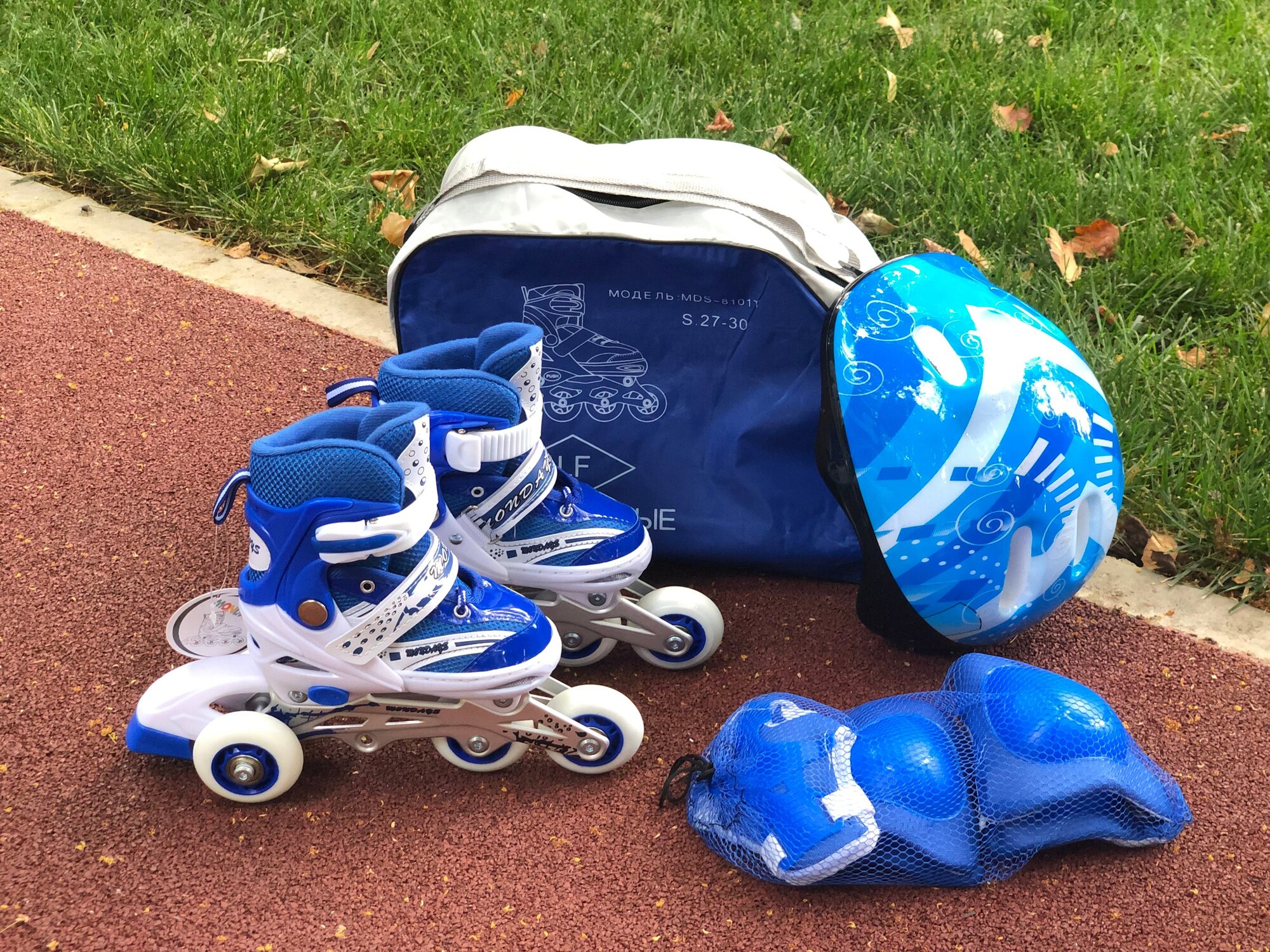 Набор ролики раздвижные + защита, колеса гелевые, алюминевая рама