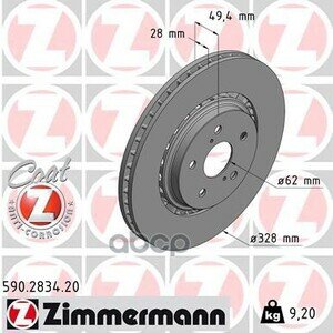 Тормозной диск Zimmermann арт. 590.2834.20