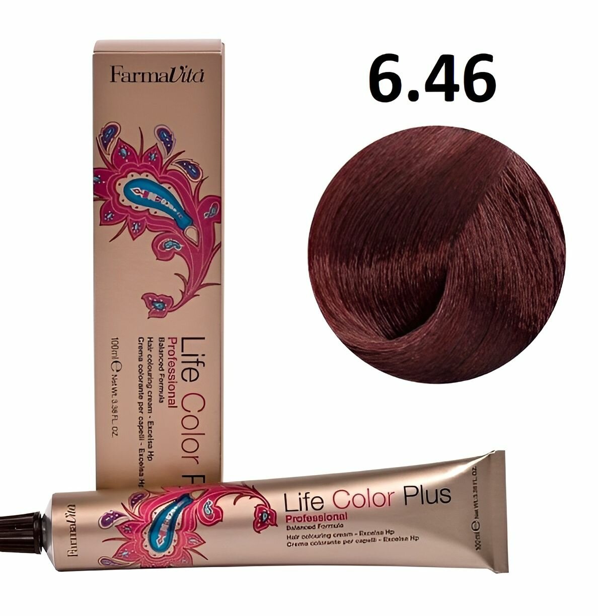 Крем-краска для волос Farmavita Life Color Plus 6.46 темный блондин медно-красный, 100 мл
