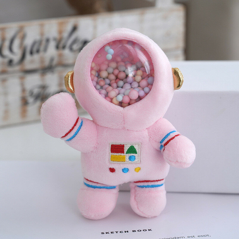 Брелок с мягкой игрушкой космонавт с хлопковым наполнителем для дома и офиса розовый