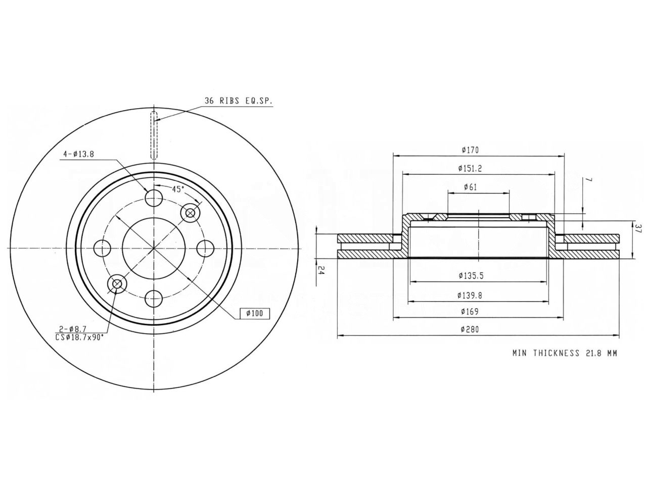 UNIO BRD-20084 (402060540R / 402068053R / 402069518R) диск тормозной диск тормозной передний Renault