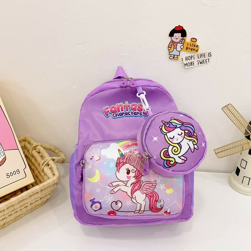 Рюкзак cute unicorns girls oxford cloth ultra light playful backpack for preschool daily essentials, фиолетовый единорог