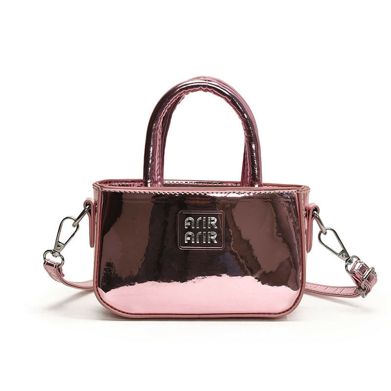 Миниатюрная сумка для детей и подростков для девочек стильная и минималистичная с лазерной блестящей отделкой с узорами pink без