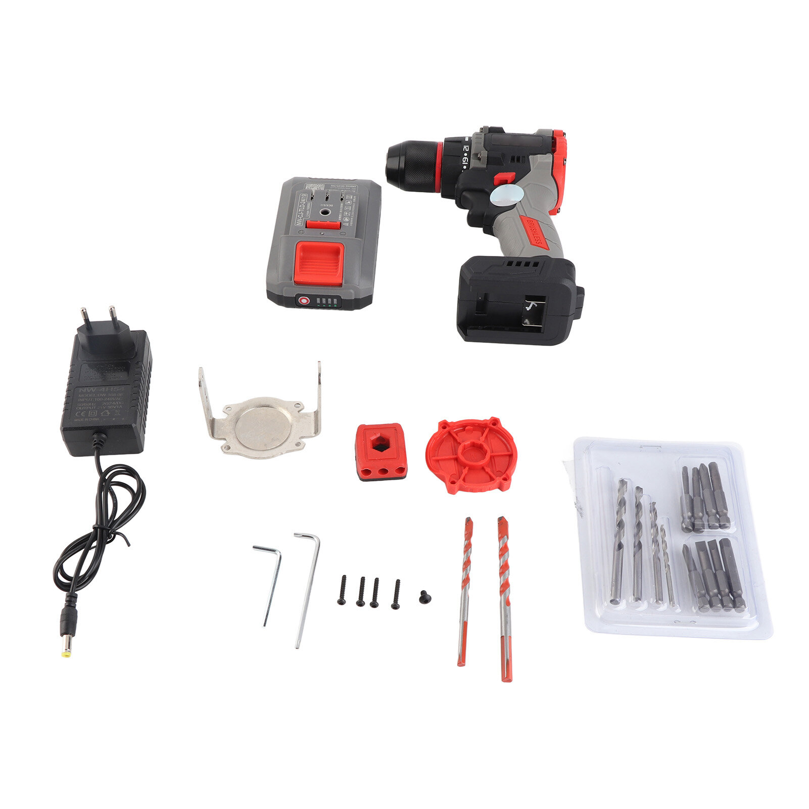 Аккумуляторная дрель 21В 55Н м (2 набора свёрл)