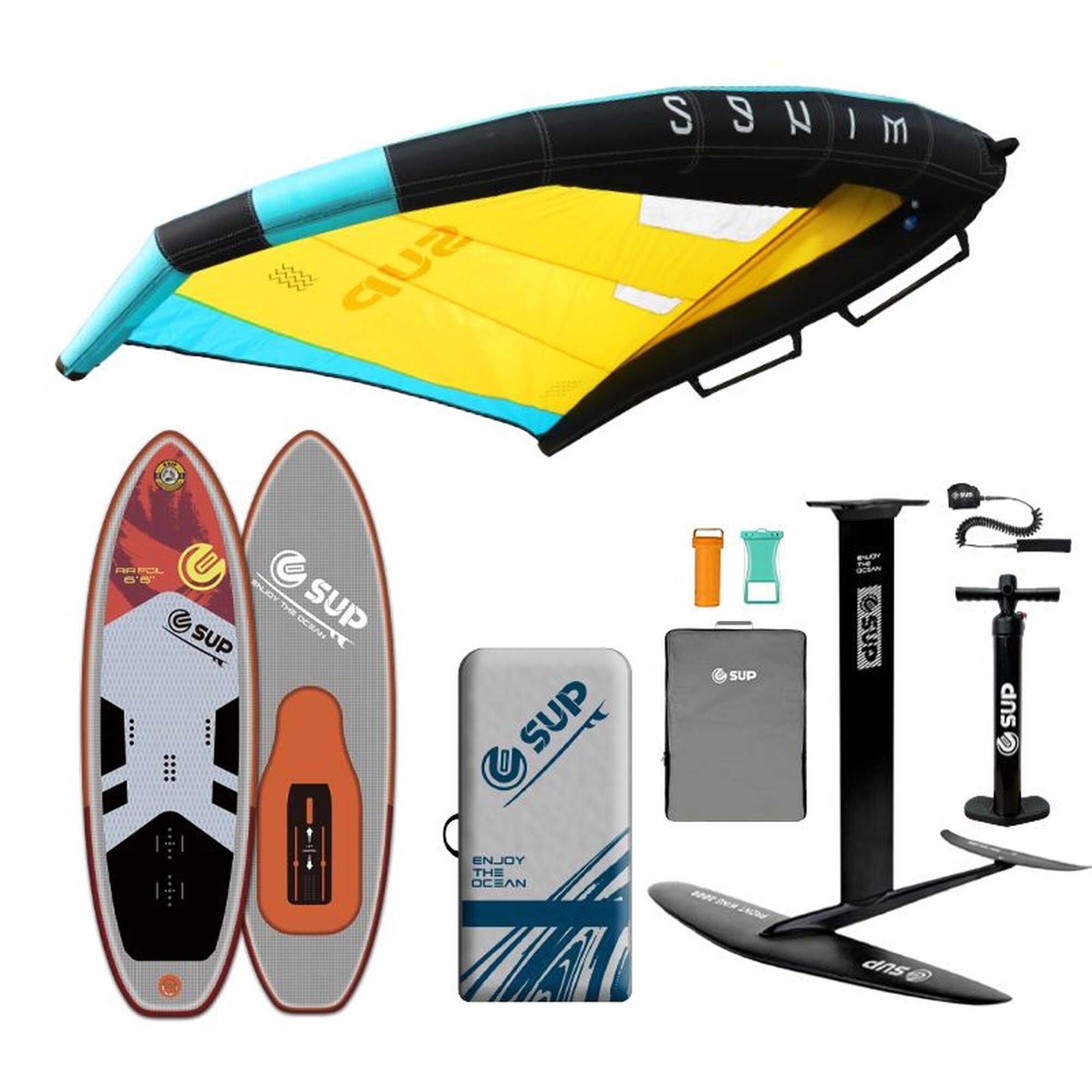 Надувной фоилборд E-SUP Air Foil 6'6" 200х60х12 см с парусом и гидрофойлом для опытных сёрферов